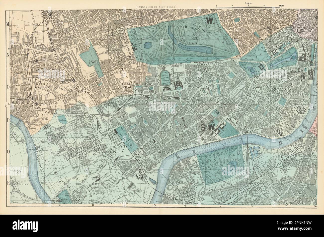 LONDON South West.Kensington Chelsea Fulham Battersea.Town plan.BACON ...