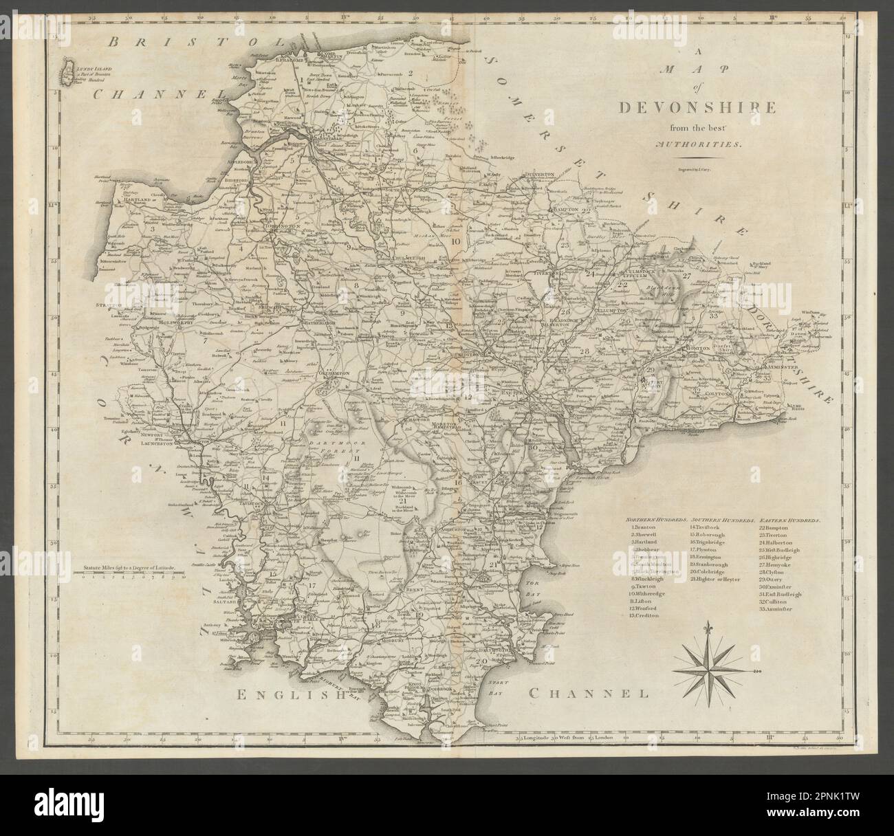 "A map of Devonshire from the best authorities". County map. CARY 1789 ...