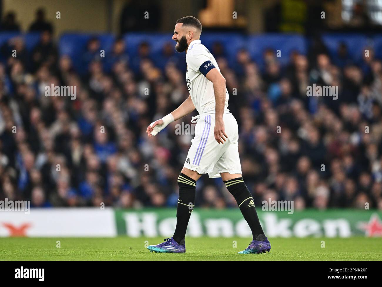 England, London -18 April 2023 - injured Karim Benzema during the UEFA ...