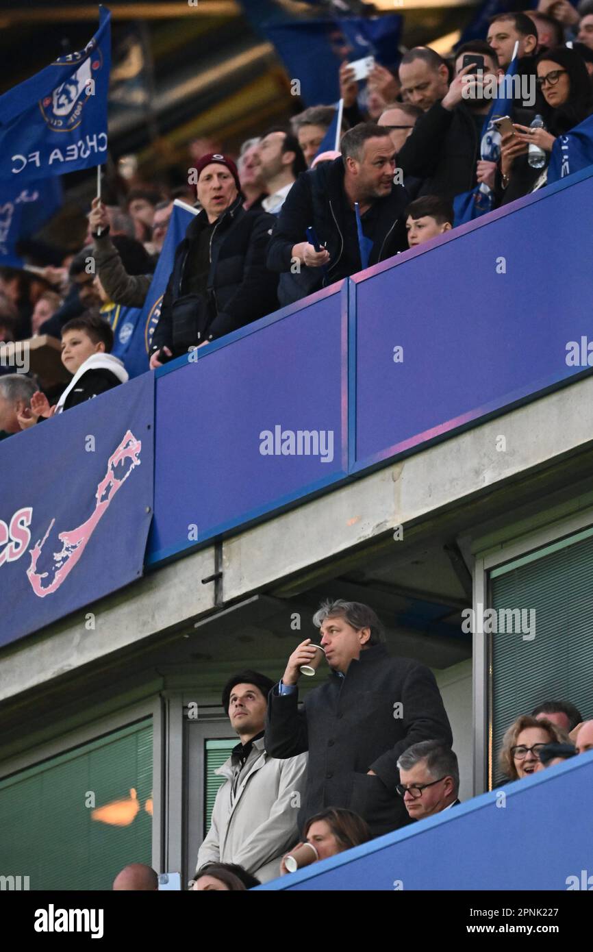 England, London -18 April 2023 - Todd Boehly chairman and owner of Chelsea FC during the UEFA ...