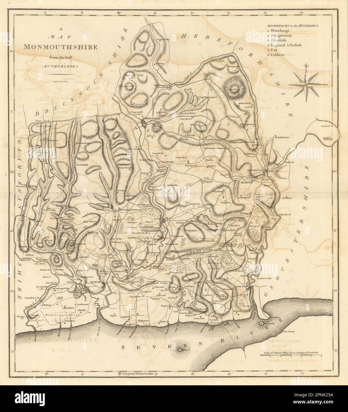 "A map of Monmouthshire from the best authorities". County map. CARY ...