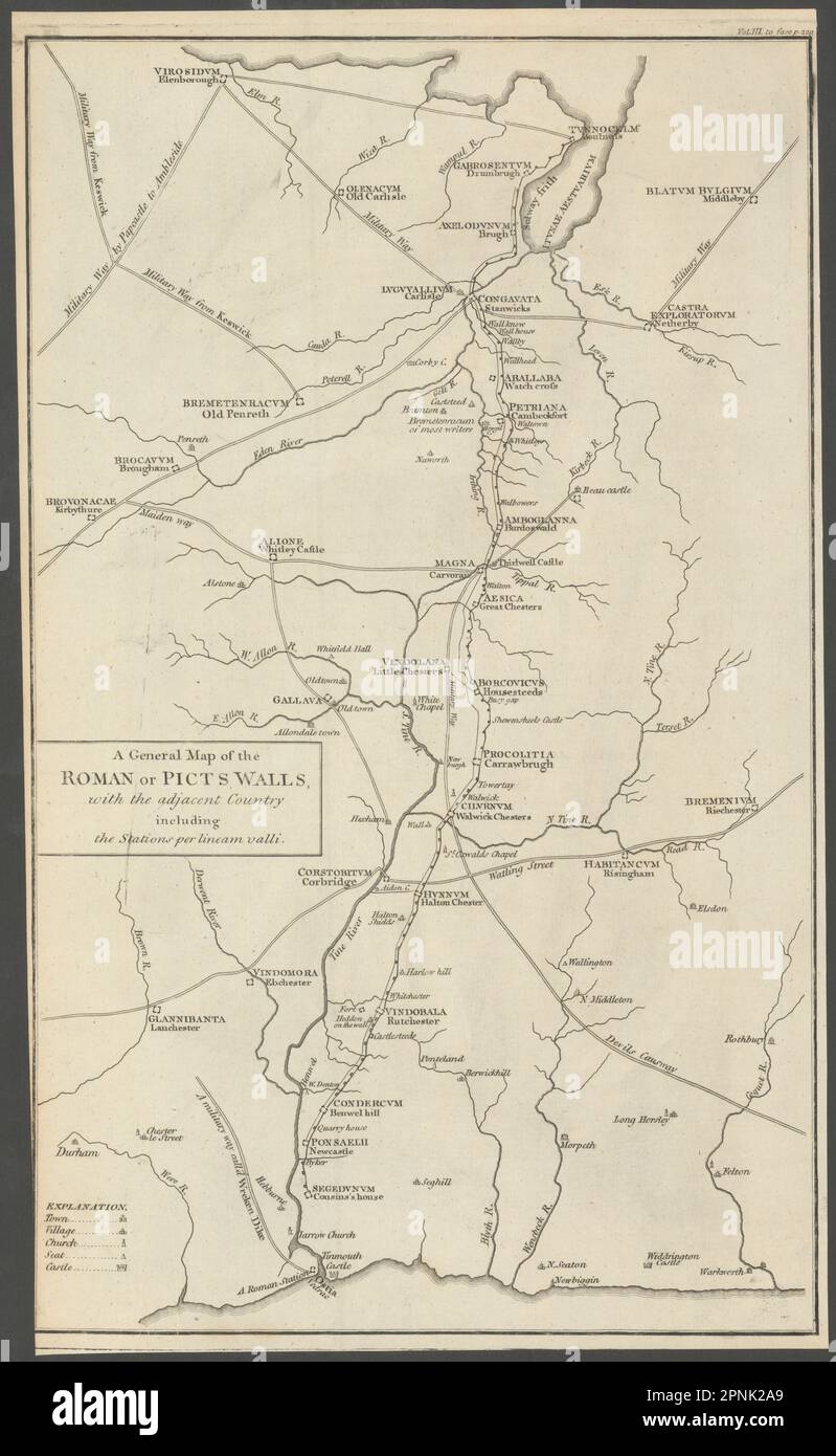 Hadrian's Wall. "A map of the Roman or Picts' walls…". CARY 1789 old ...