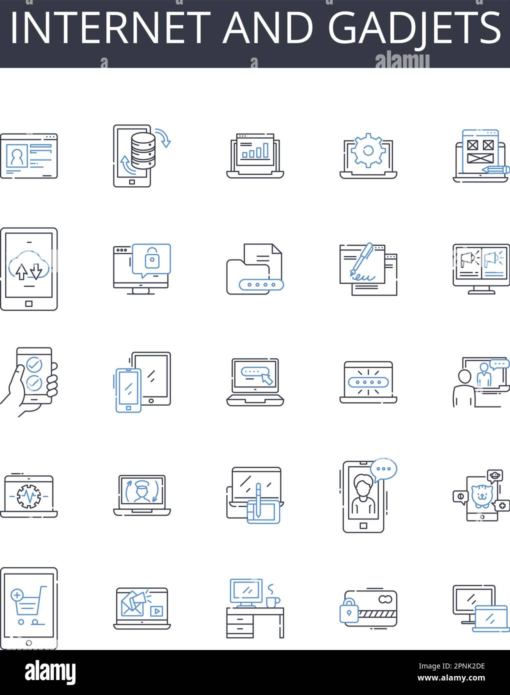 Internet And Gadjets Line Icons Collection World Wide Web Cyberspace