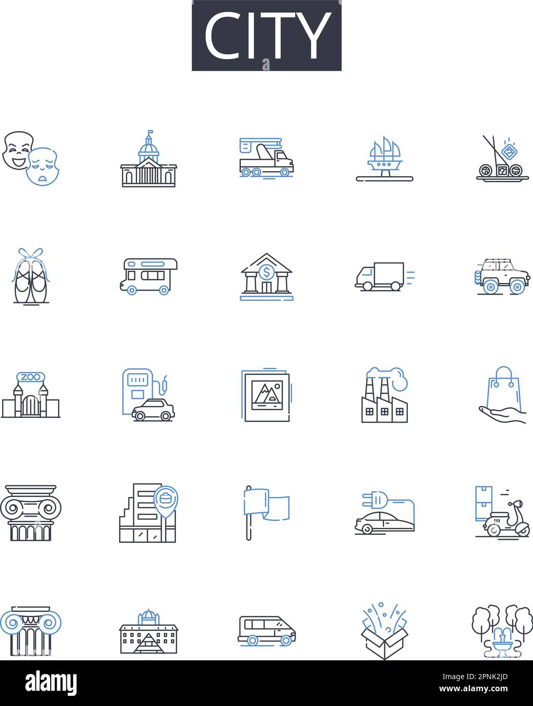 City line icons collection. Management, Control, Oversight, Supervision ...
