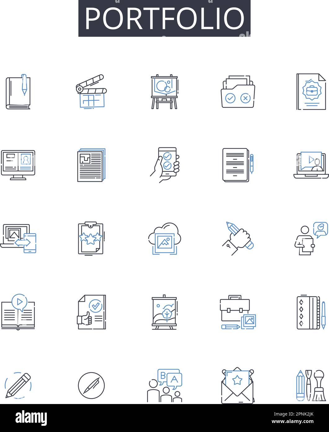 Portfolio Line Icons Collection Collection Compilation Anthology