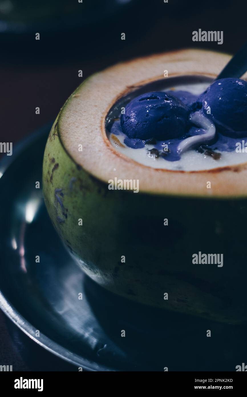 Close-up of popular Filipino dessert shaved ice sundae AKA Halo-halo in ...