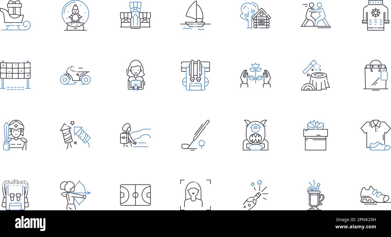 Pursuit line icons collection. Chase, Hunt, Quest, Ambition, Aspiration ...