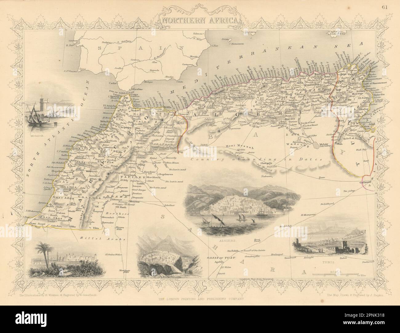 NORTHERN AFRICA. Morocco Tunisia Algeria. Caravan routes. RAPKIN/TALLIS ...