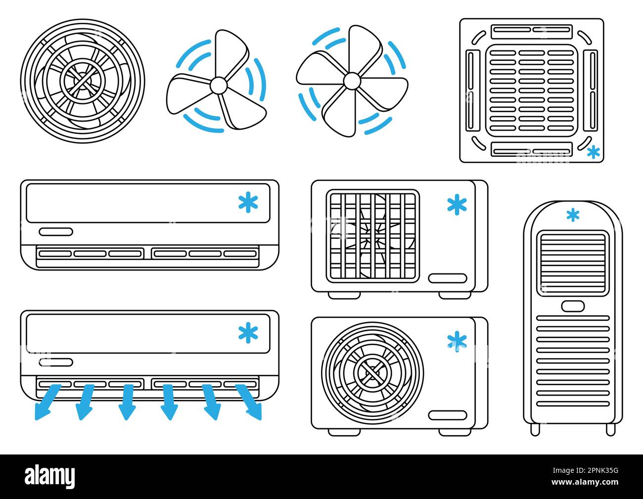 Set of air conditioners. Icon or image for industry and business Stock ...