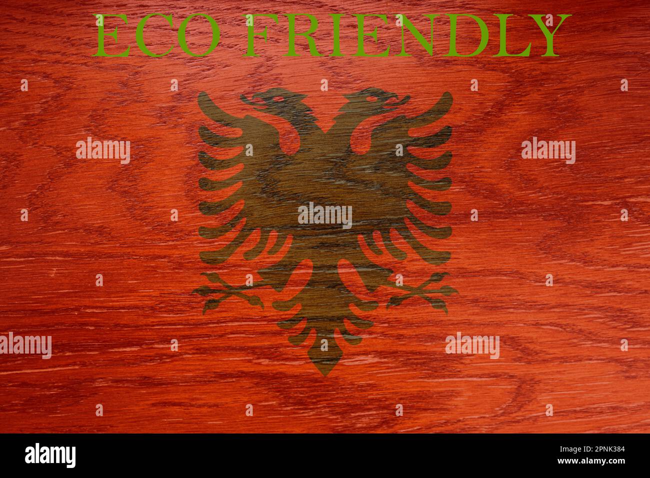 Albania flag on wooden background for global eco friendly environment ...