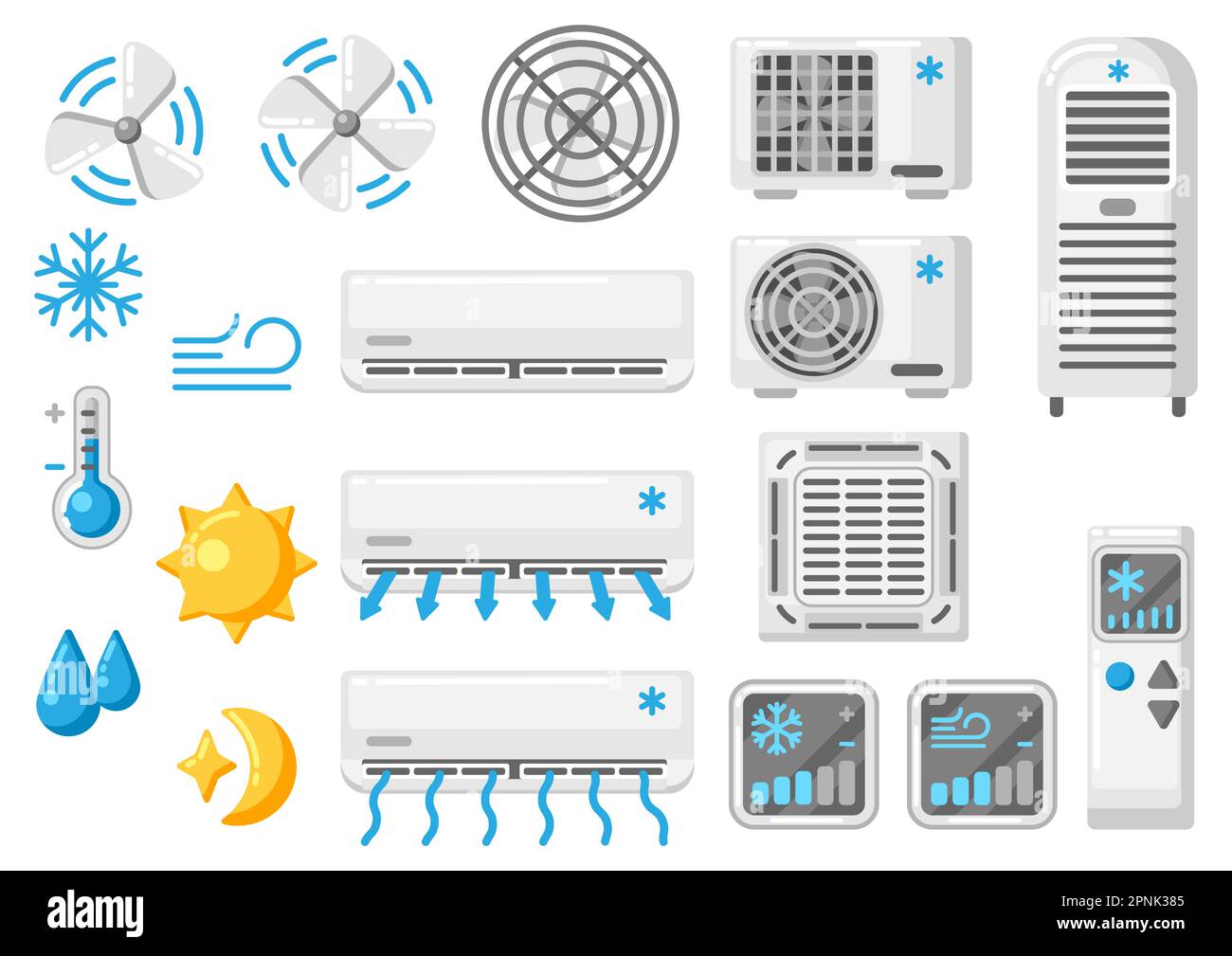 Set of air conditioners. Icon or image for industry and business Stock ...
