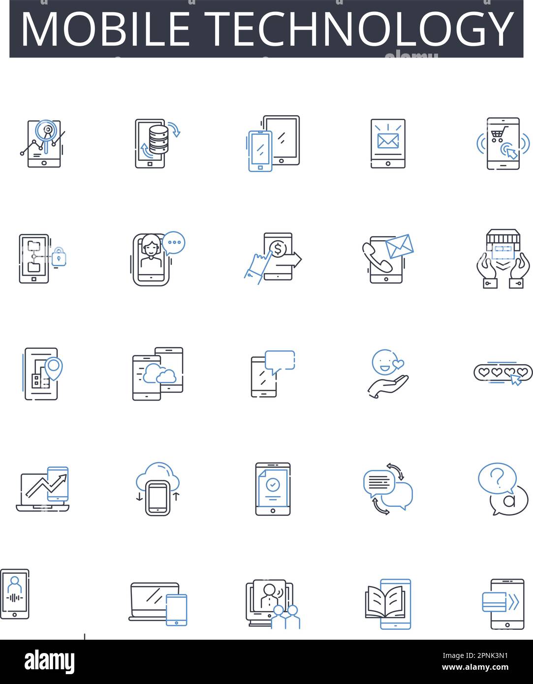 Mobile technology line icons collection. Digital innovation, Smart ...