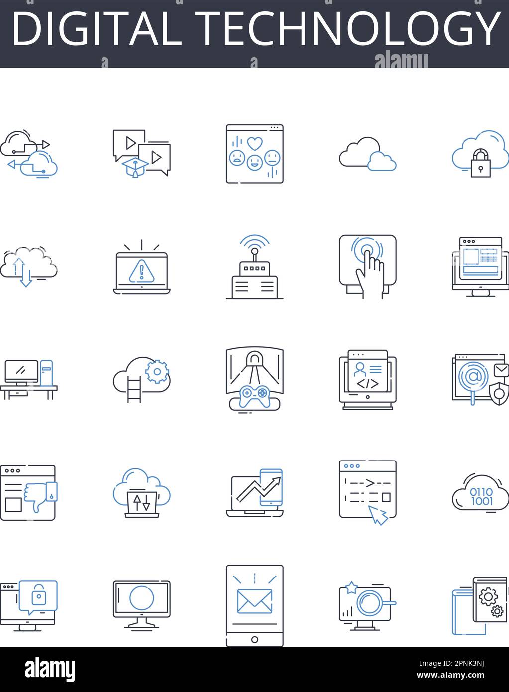 Digital technology line icons collection. Strategy, Forecasting ...