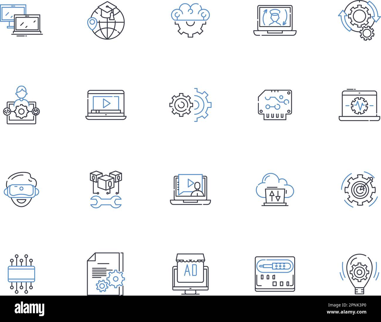 Internet Portal Line Icons Collection Gateway Platform Access Connection Hub Nerk