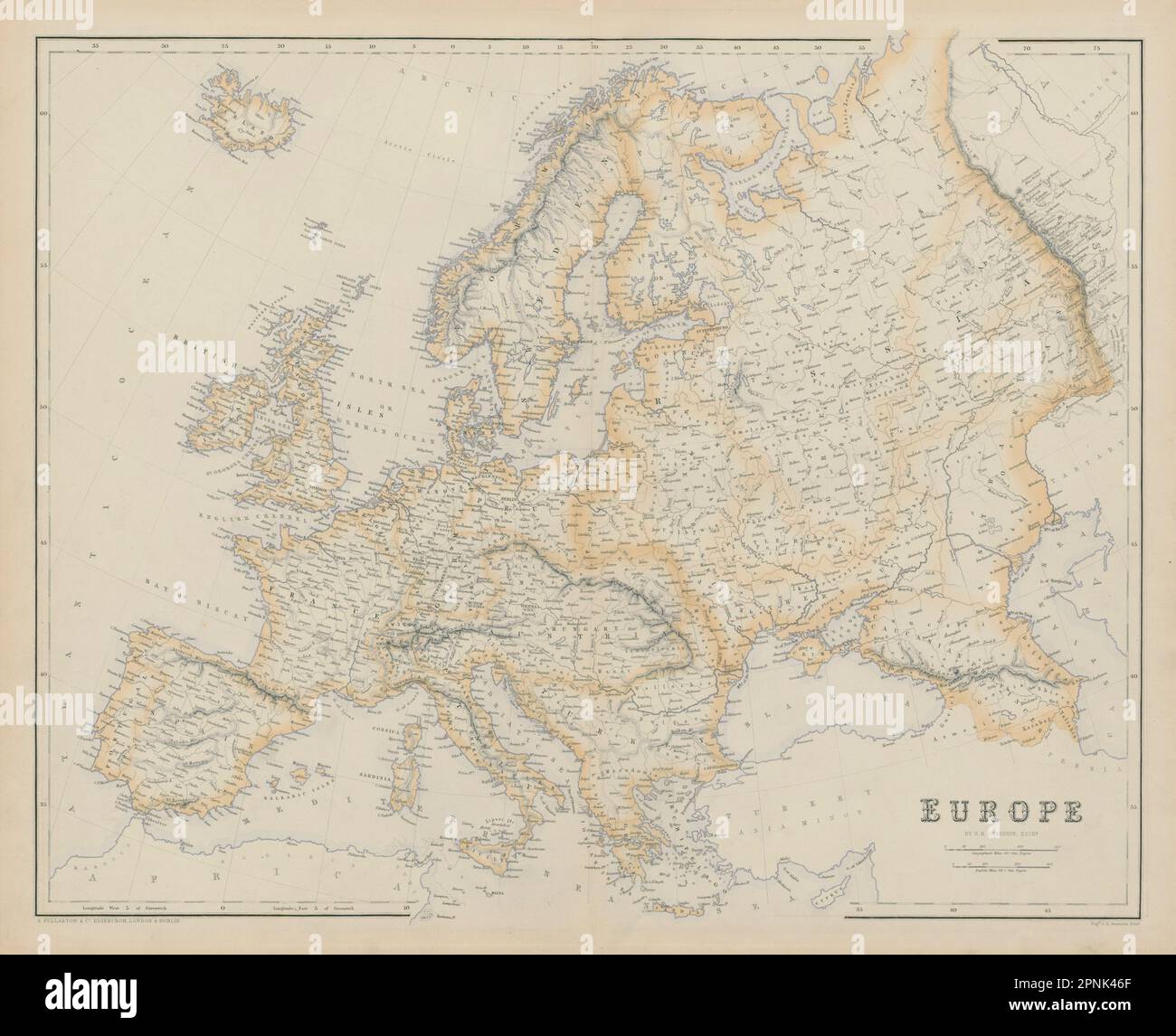 Europe by G.H. SWANSTON 1860 old antique vintage map plan chart Stock ...