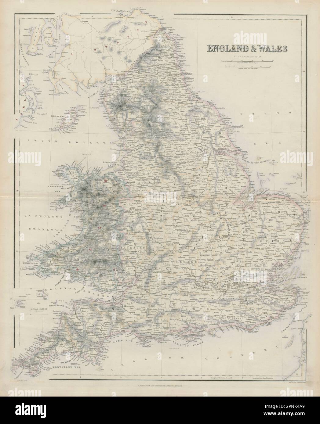 England & Wales. SWANSTON 1860 old antique vintage map plan chart Stock ...