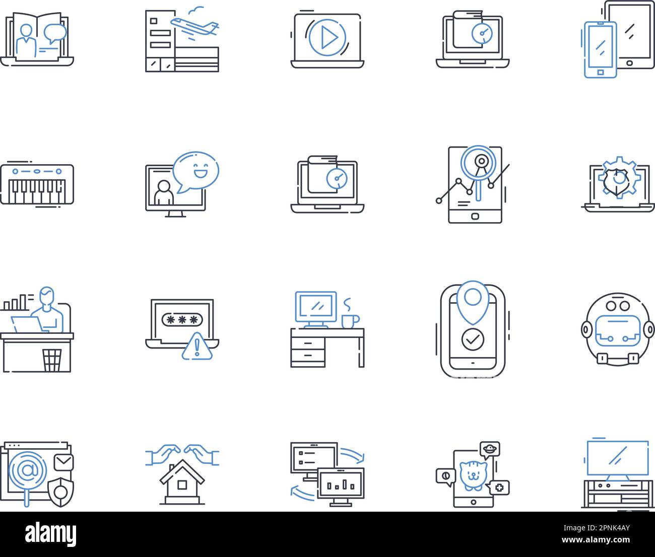 Automation Line Icons Collection Robotics Efficiency Streamline Integration Optimization