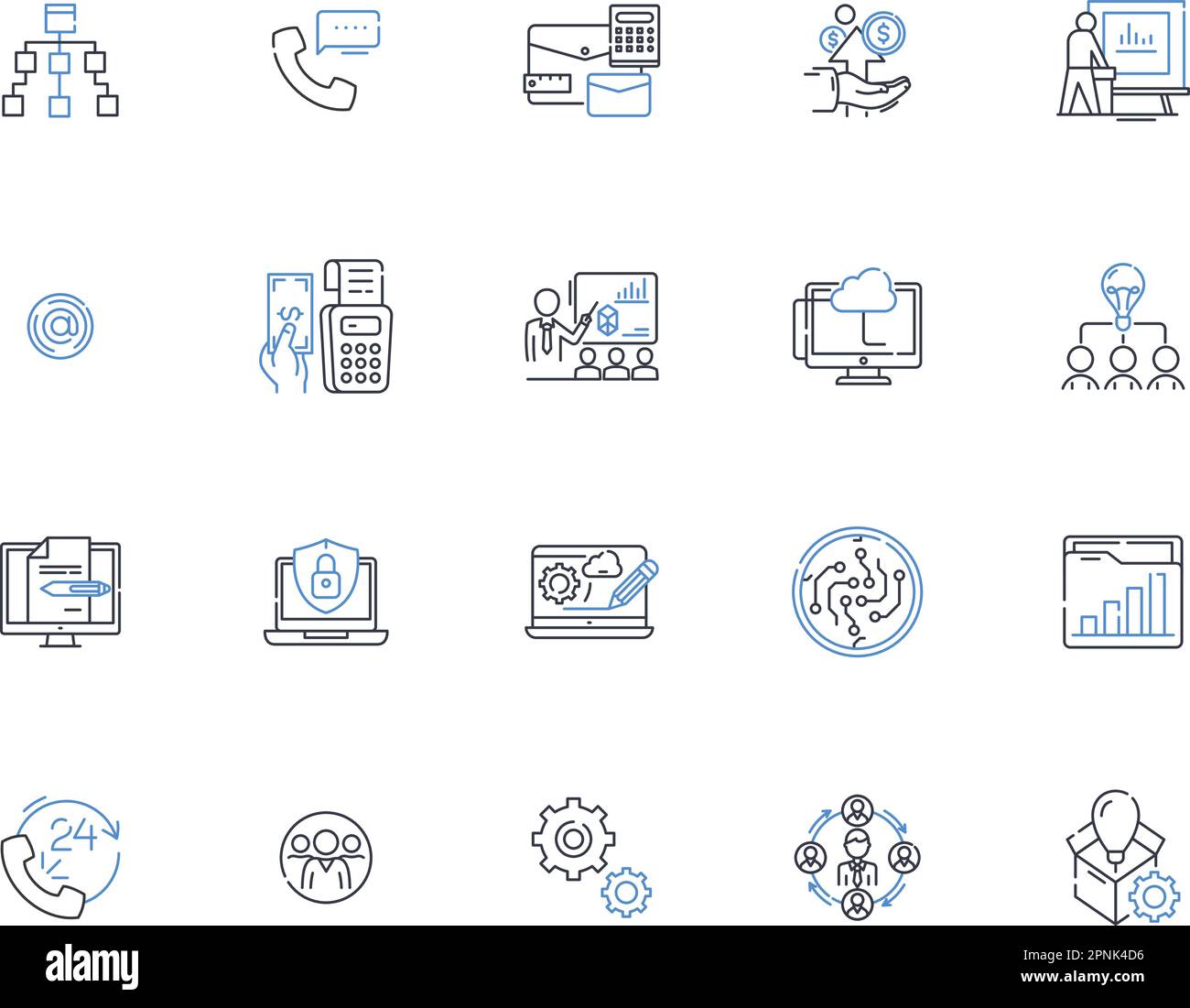 Cooperating Entities Line Icons Collection Synergy Collaboration Partnership Alignment