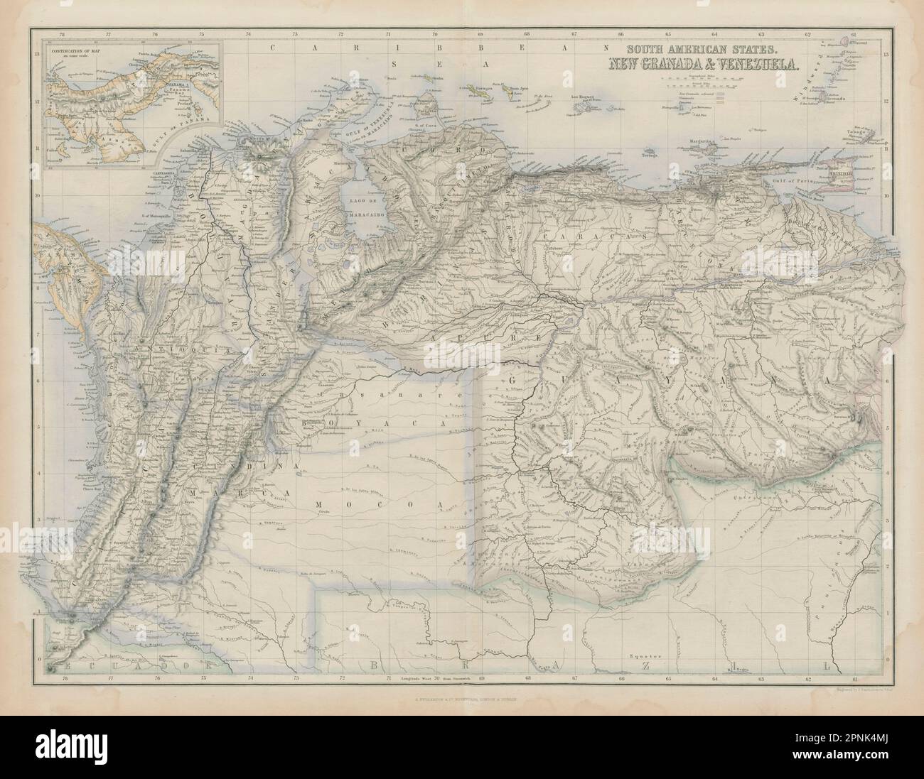 South America. New Granada & Venezuela. Colombia Panama. SWANSTON 1860 ...