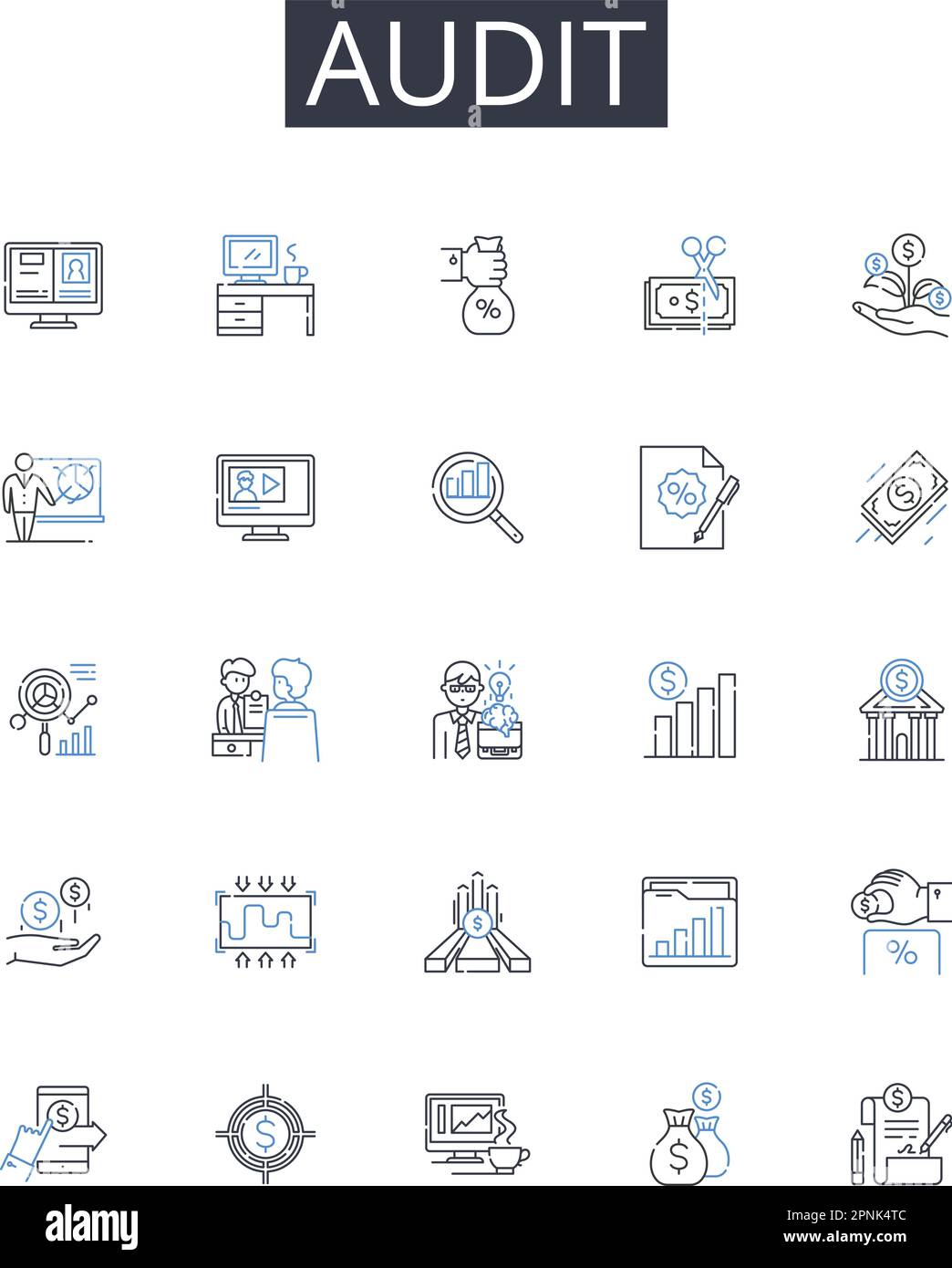 Audit Line Icons Collection Checkup Verification Inspection