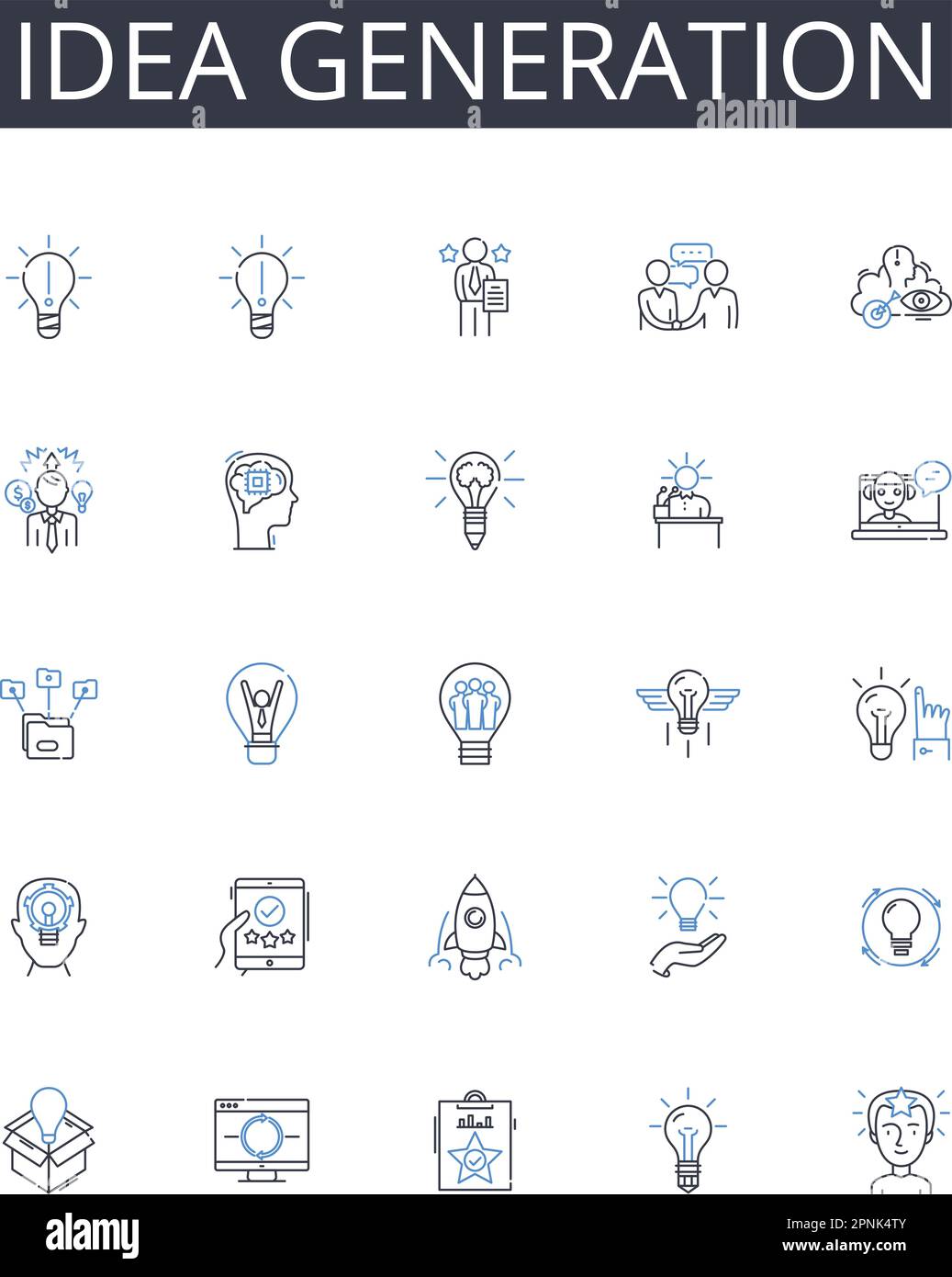 Idea Generation Line Icons Collection Brainstorming Session Conceptualization Creation