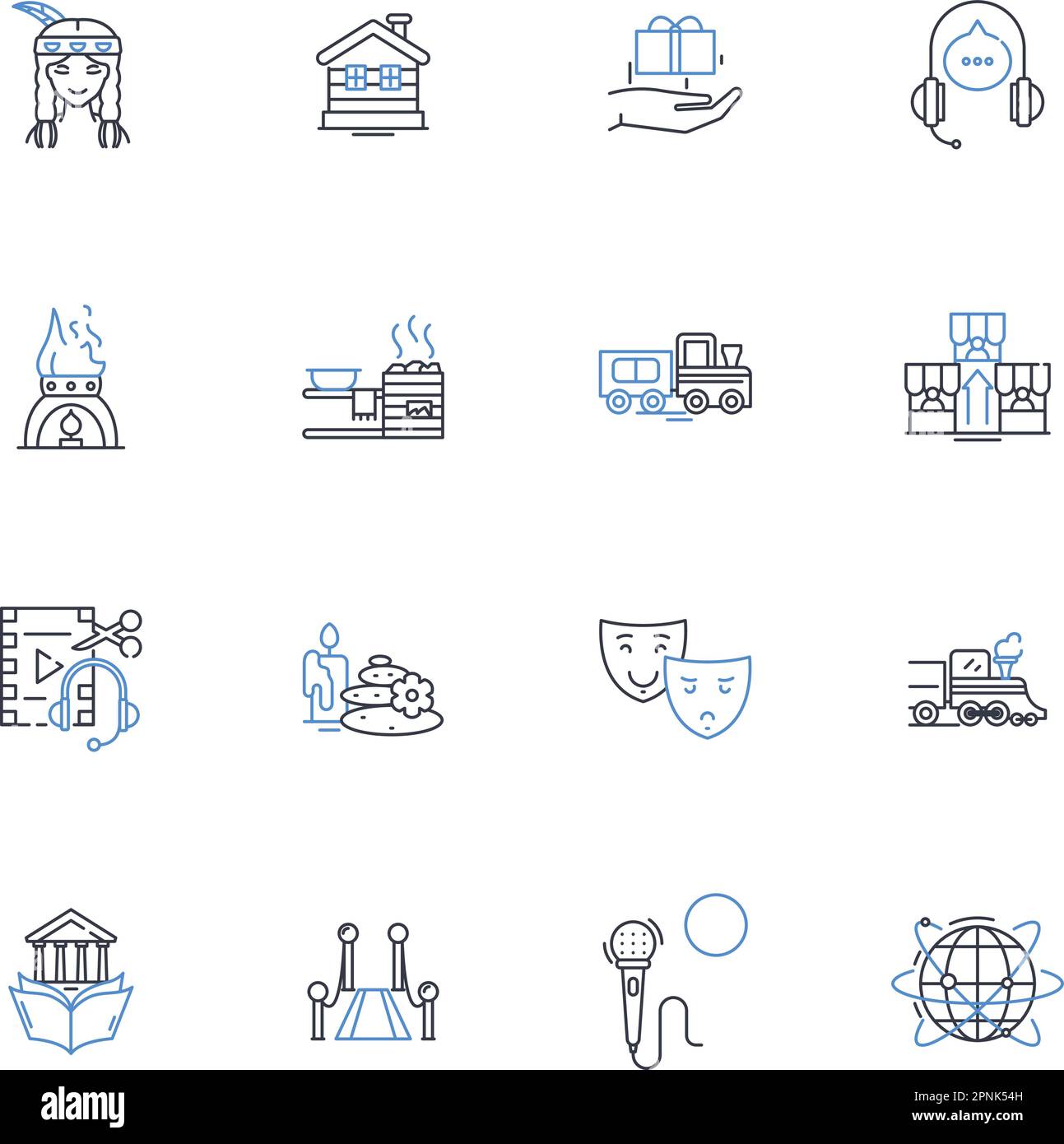 Folkway line icons collection. radition, Culture, Ritual, Belief ...