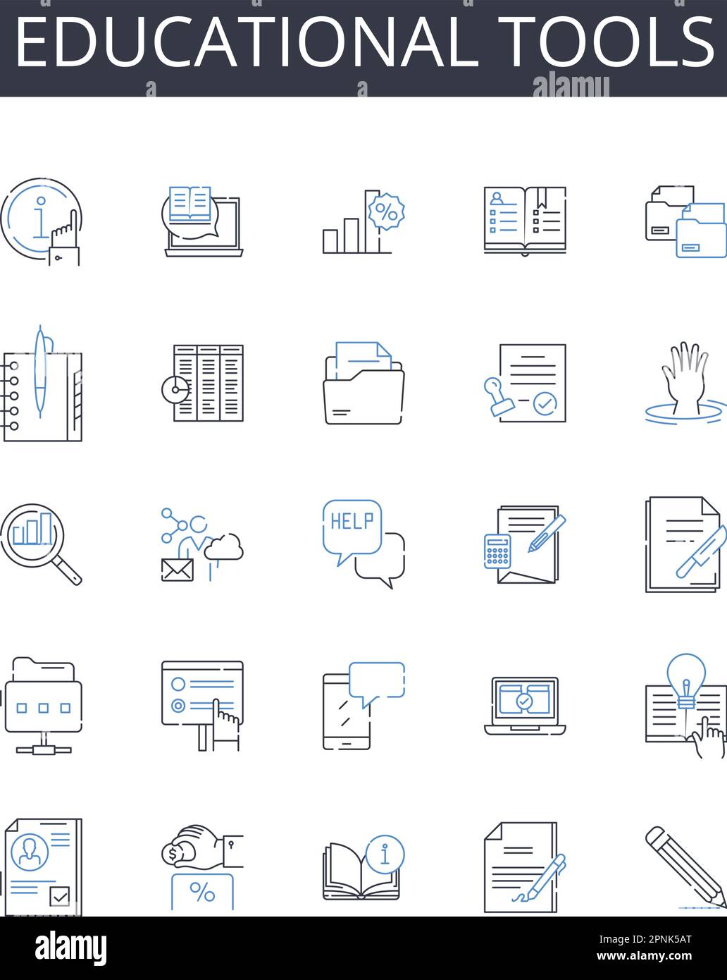 Educational tools line icons collection. Learning aids, Academic ... Educational tools line icons collection. Learning aids, Academic ...