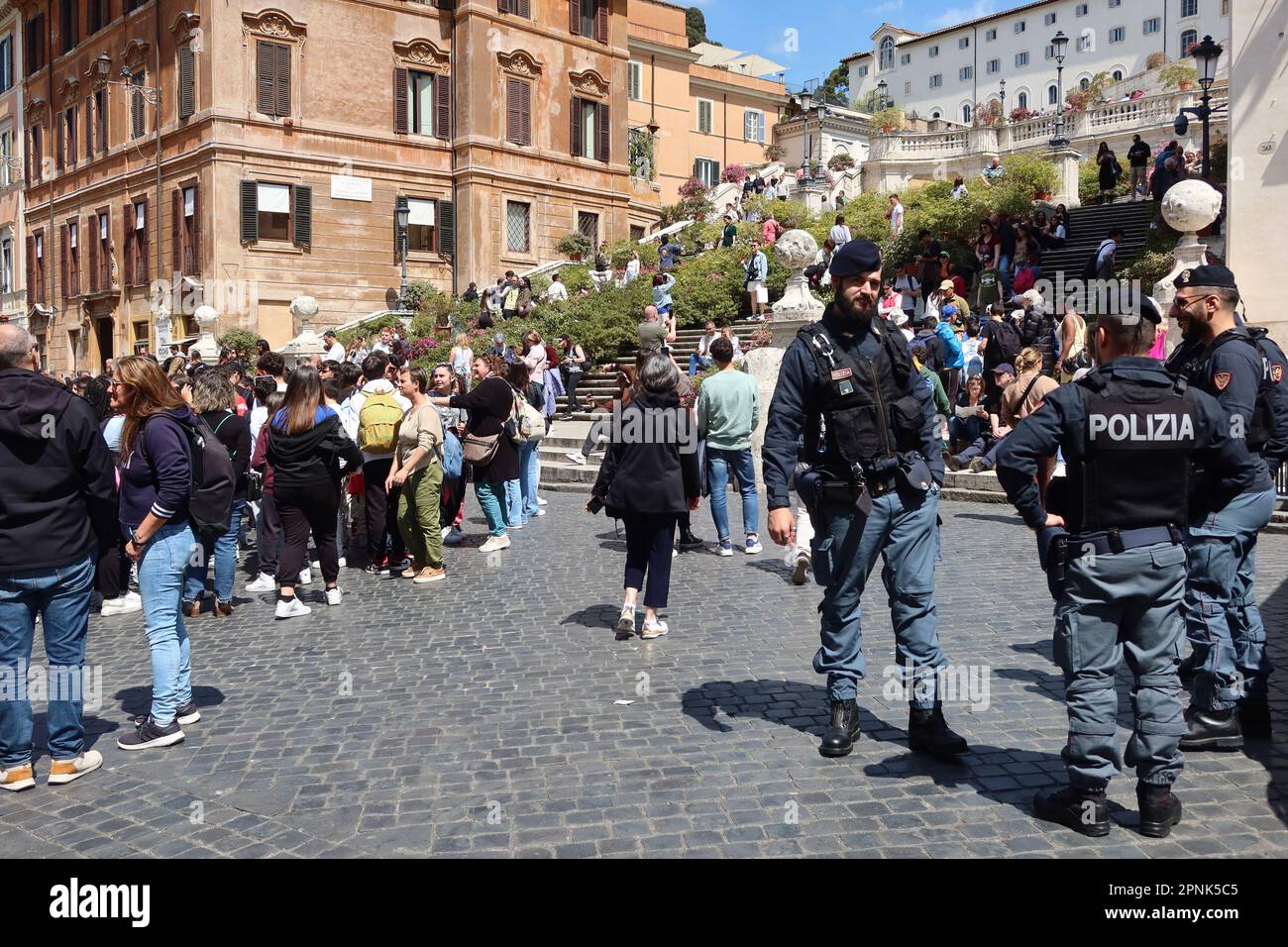 Rome, Italy. 19th Apr, 2023. Police surround Spanish Steps in view of ...