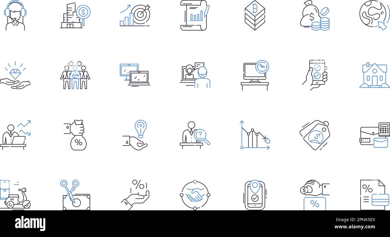 Exchange and benefit line icons collection. Barter, Transaction ...