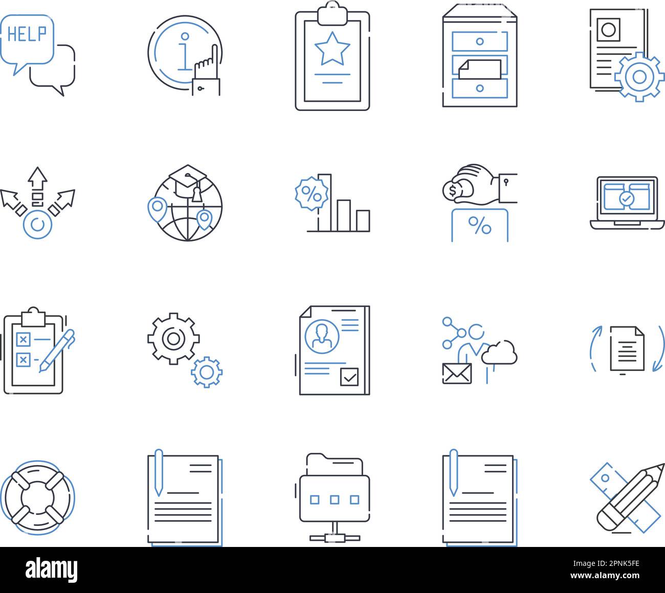 Tutoring supplies line icons collection. Chalk, Whiteboard, Markers ...
