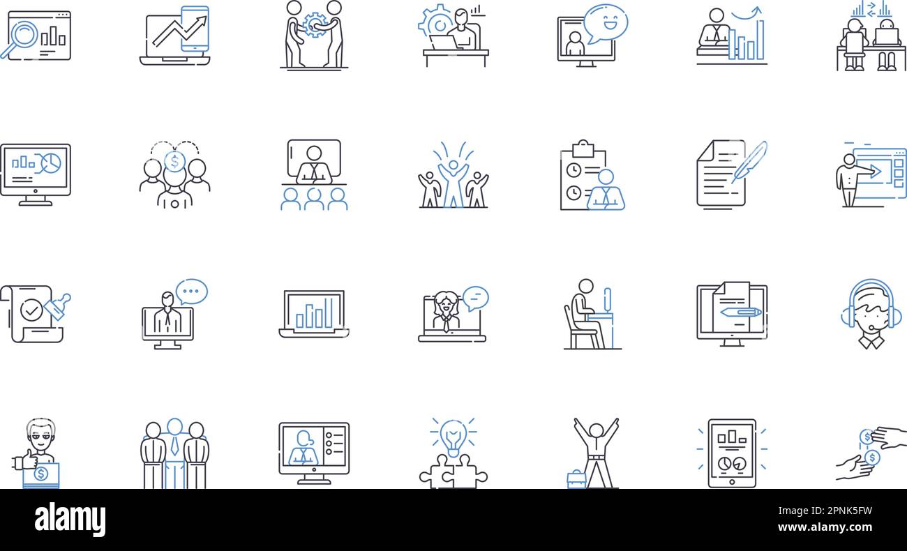Supportive team line icons collection. Encouraging, Cohesive ...