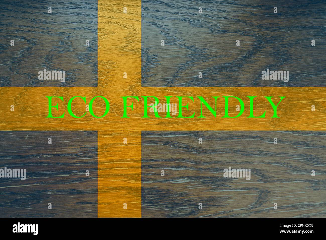 Sweden flag on wooden background for global eco friendly environment ...