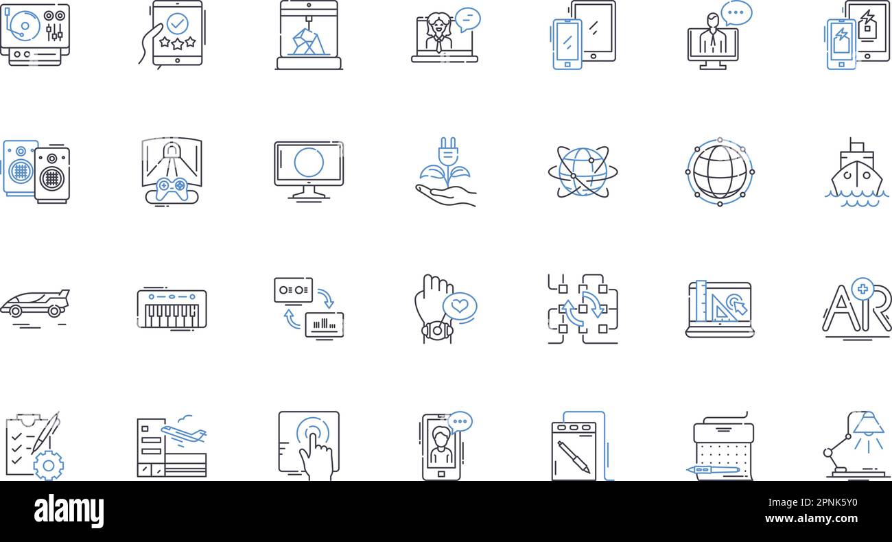 Audiovisual depot line icons collection. Equipment, Projection, Sound ...