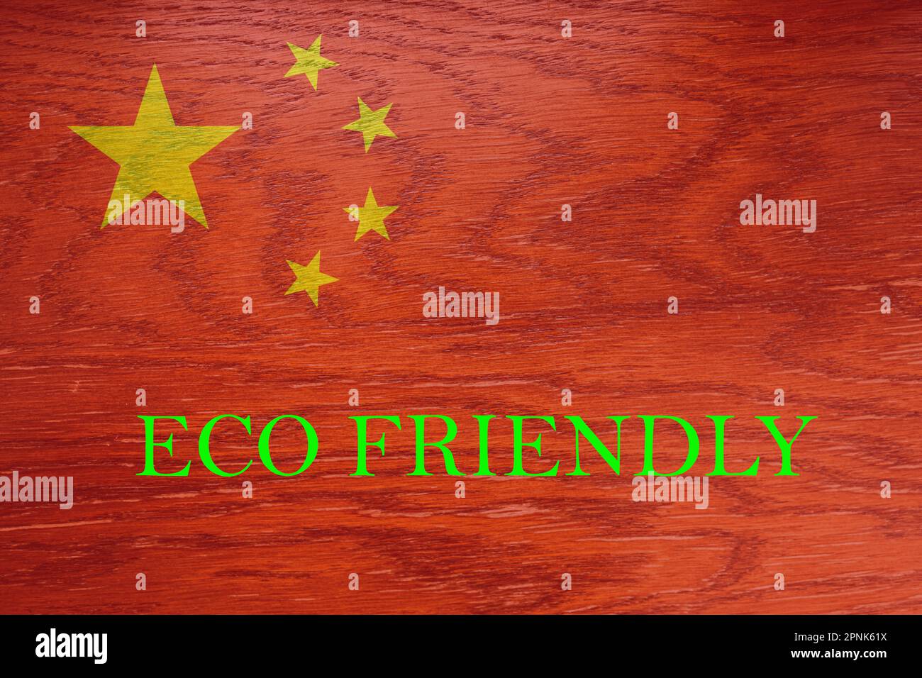 China flag on wooden background for global eco friendly environment ...