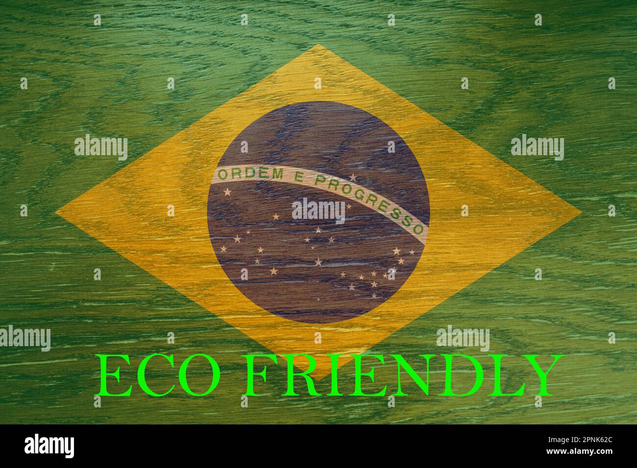 Brazil flag on wooden background for global eco friendly environment ...