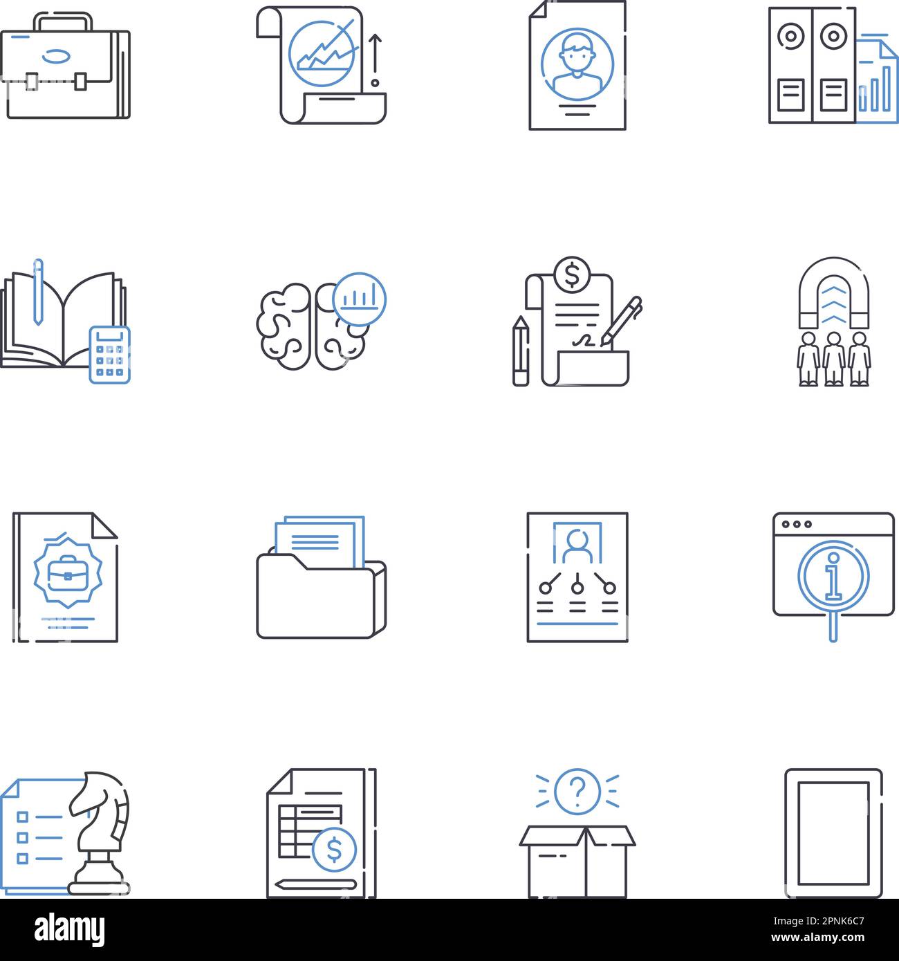 Corporate Paperwork Line Icons Collection Documentation Records