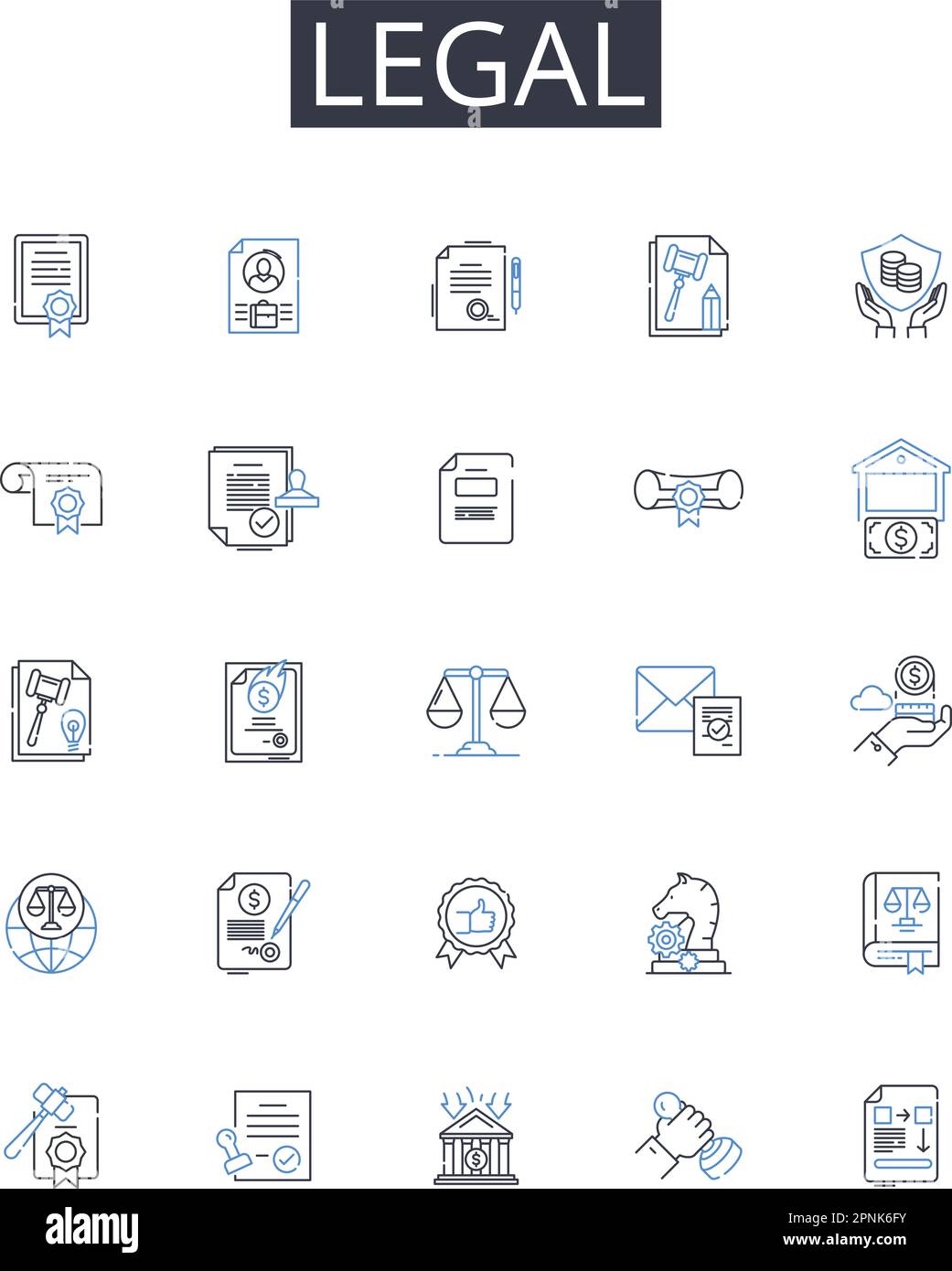 Legal line icons collection. Lawful, Authorized, Legitimate, Valid ...