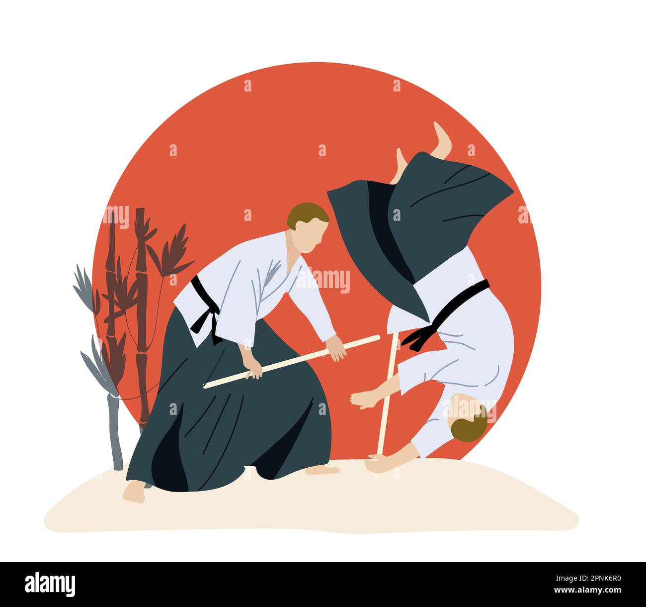 Martial arts concept with fighting and duel symbols flat vector ...