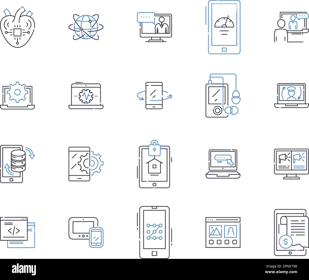 Wifi Line Icons Collection Wireless Internet Router Signal
