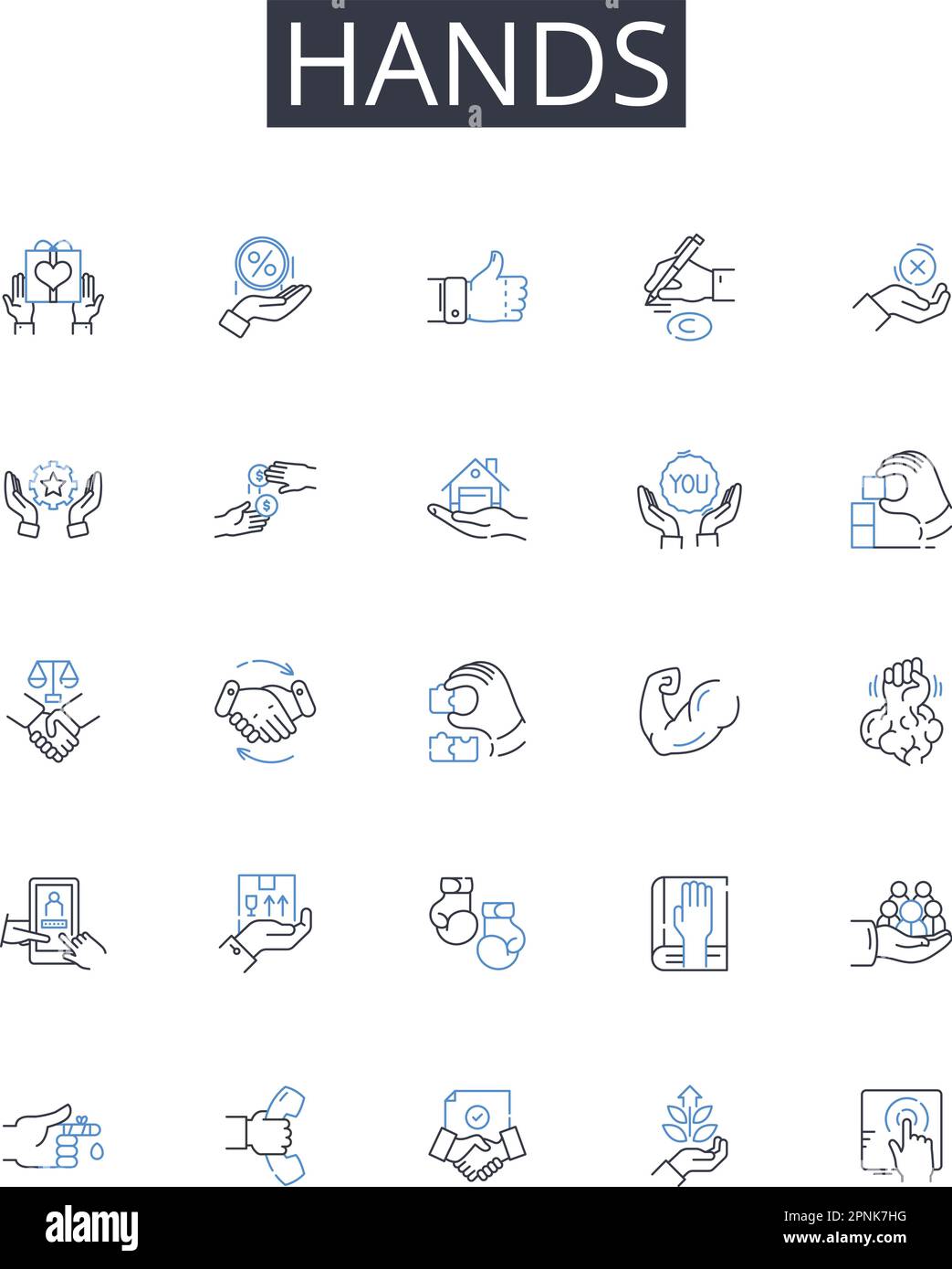 Hands line icons collection. Fingers, Palms, Mitts, Paws, Claws, Grasps ...