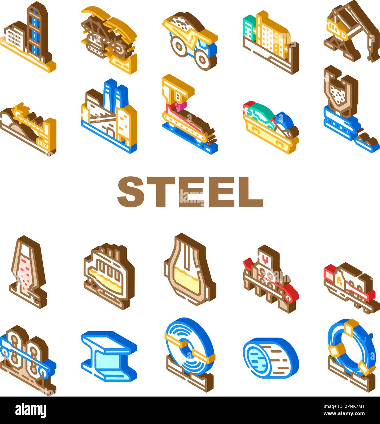 steel production industry metal icons set vector Stock Vector Image ...