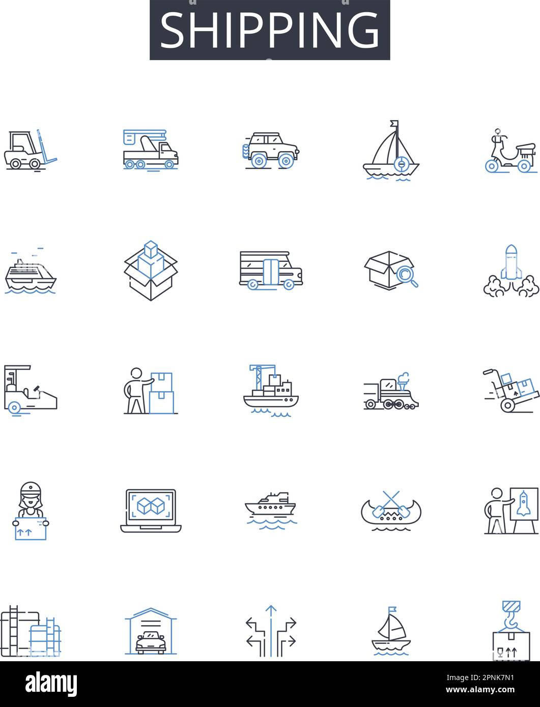 Shipping line icons collection. Delivery, Freight, Transporting, Dispatching, Carrying, Shipment ...