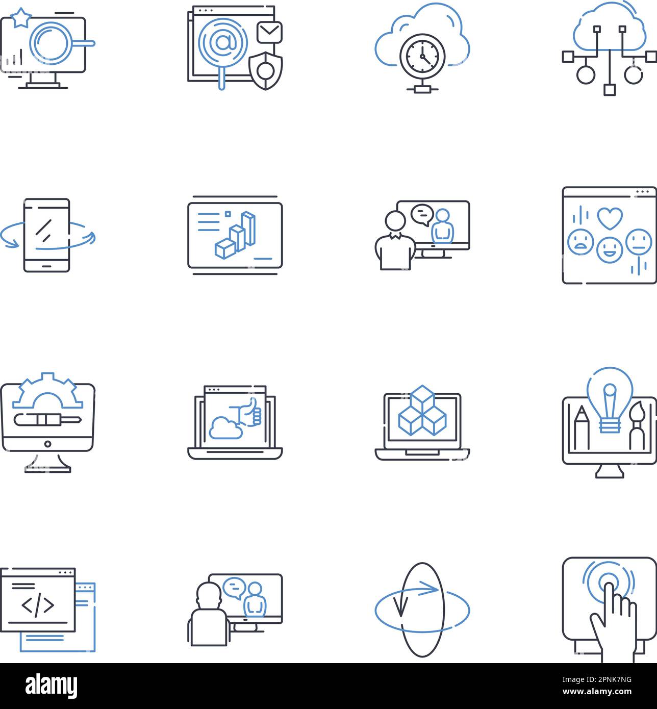 Technological economy line icons collection. Automation, G, Artificialintelligence, Big data ...