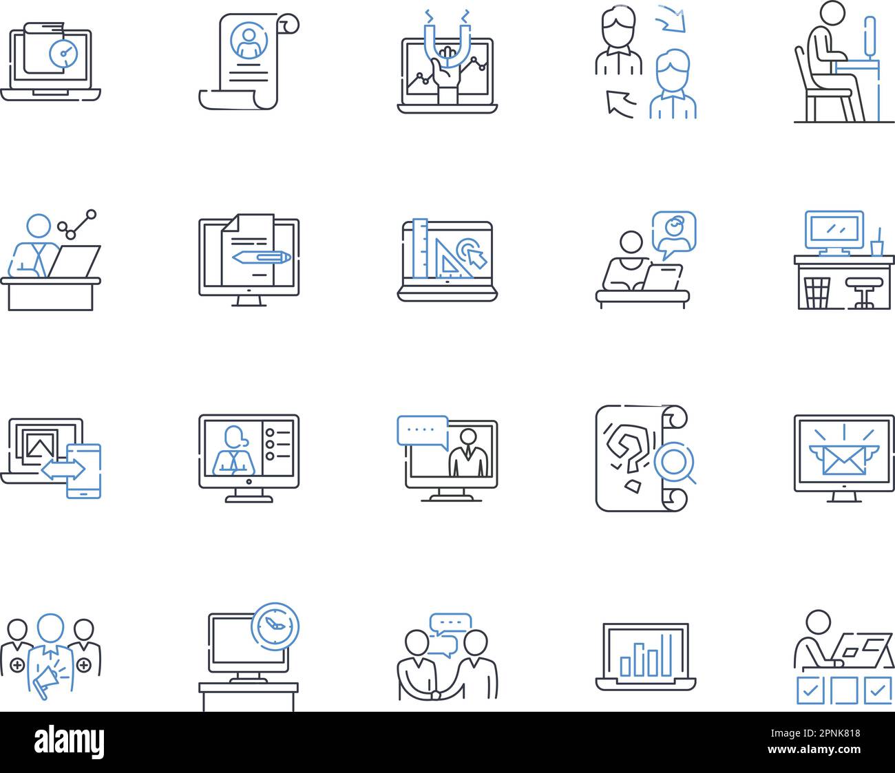 Joint conference line icons collection. Collaboration, Nerking, Synergy ...