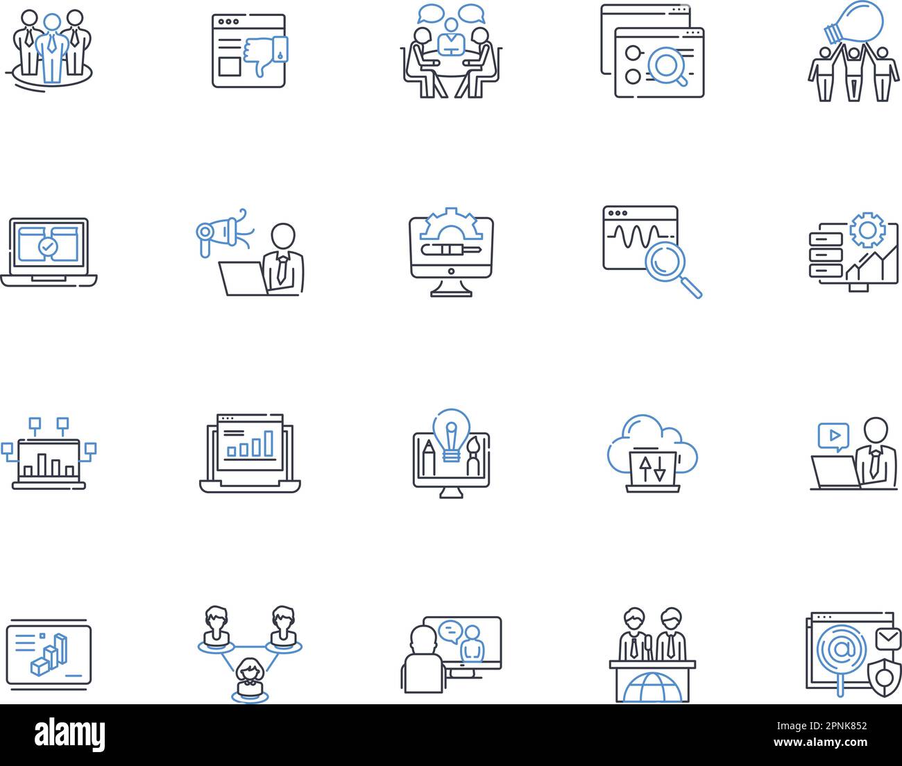 Digital Services Line Icons Collection Innovation Connectivity Automation Cybersecurity
