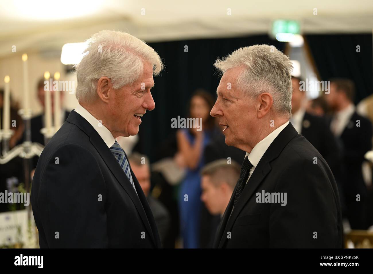 Former US president Bill Clinton (left) and Peter Robinson during a ...