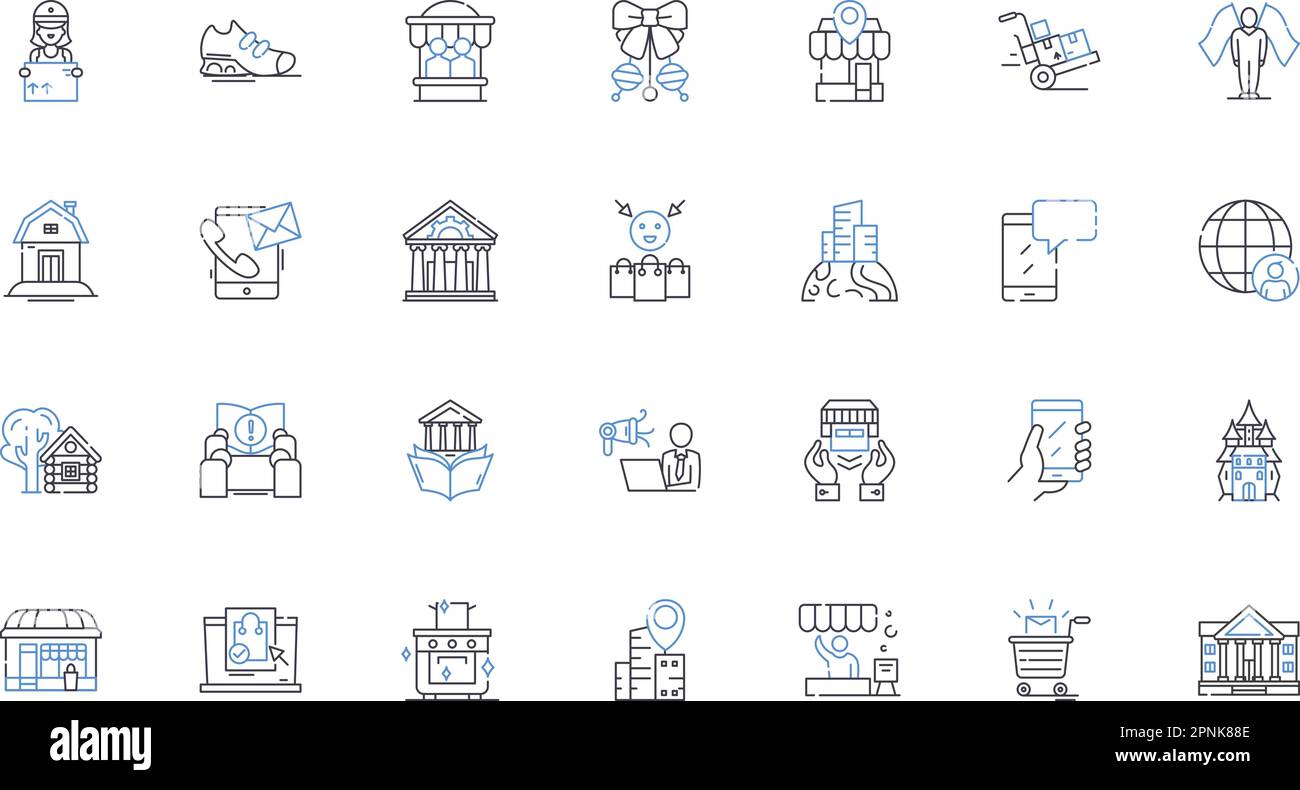 Busy streets line icons collection. Bustling, Crowded, Hectic, Vibrant ...