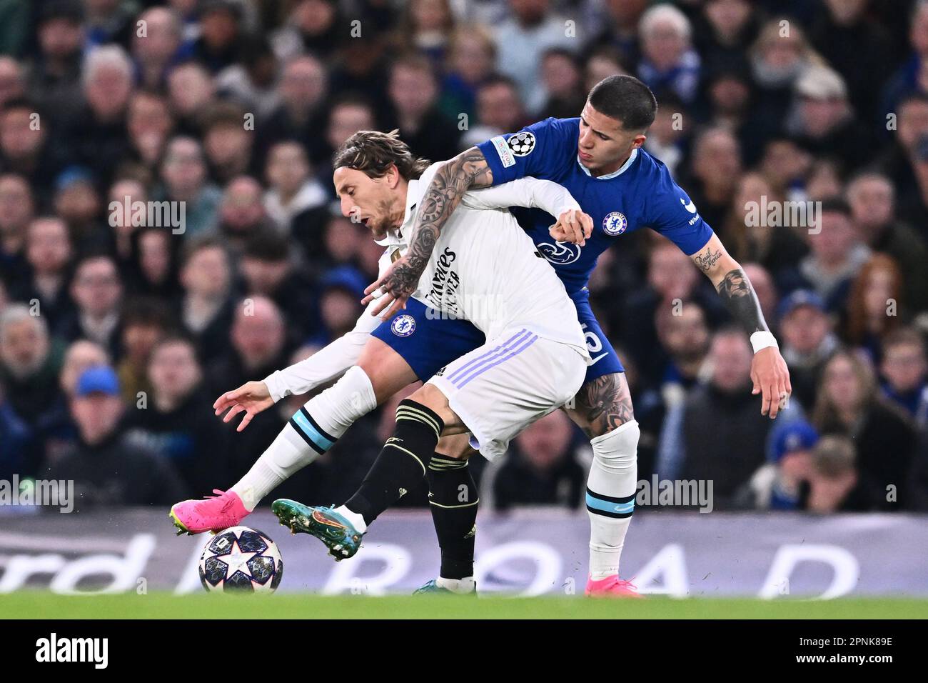 England, London -18 April 2023 - Luka Modric of Real Madrid and Enzo ...