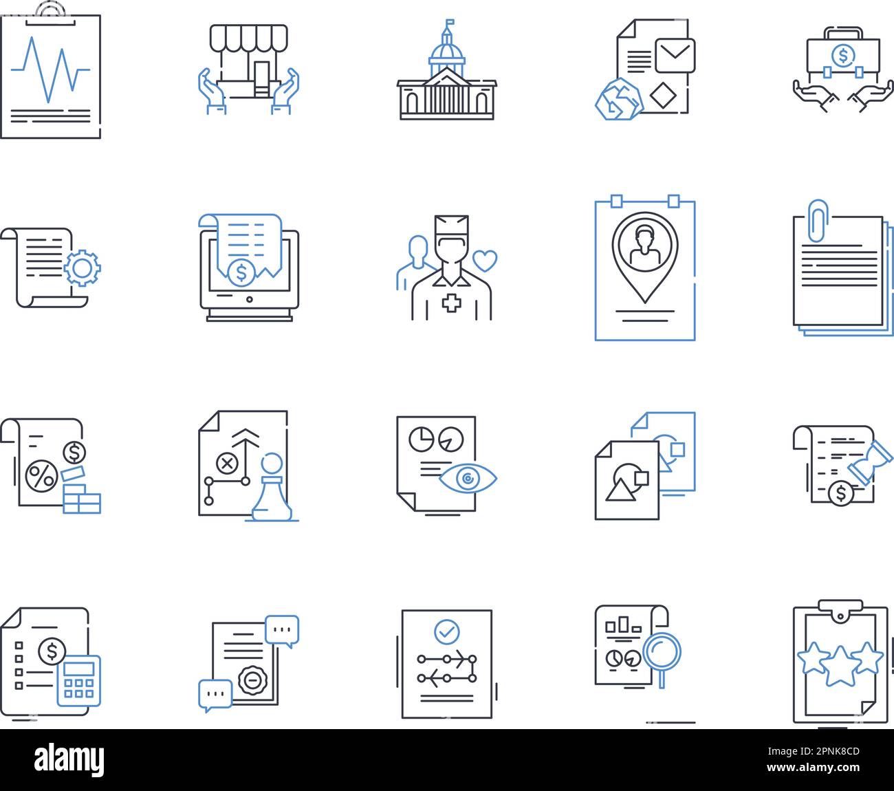 agent line icons collection. Representation, Advocate, Negotiation ...
