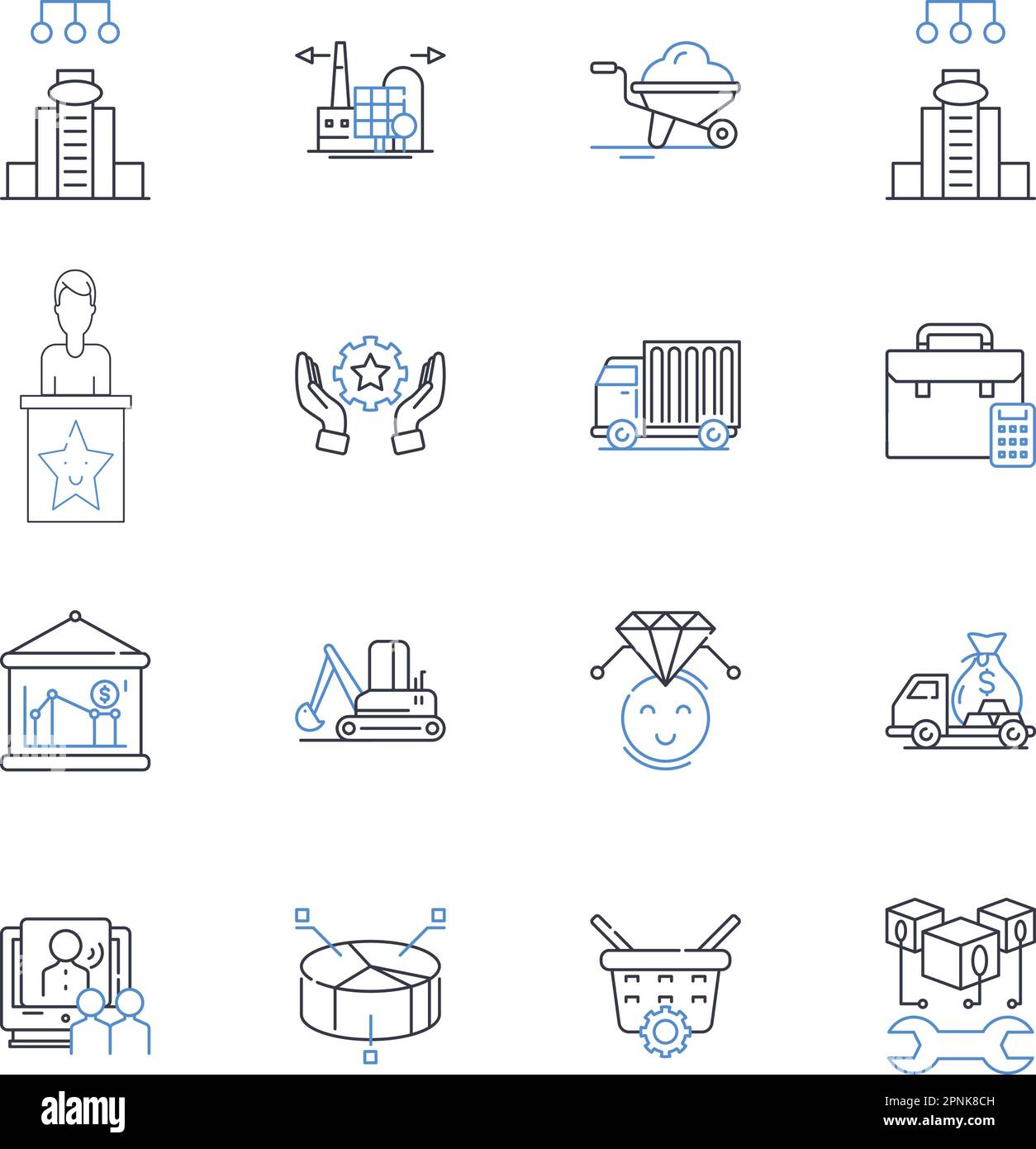 Labor structure line icons collection. Wages, Unions, Employment ...